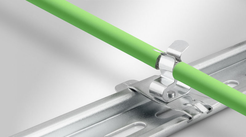 cable shield clamps for DIN with strain relief | Excel Automation
