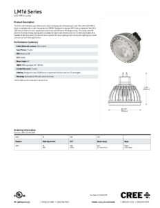 LM16 LED MR16 Lamp Spec Sheet | Excel Automation